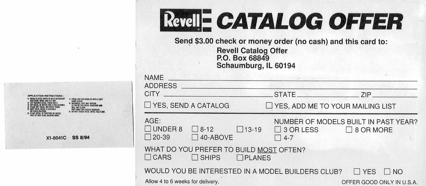 Photo: decal and card back | REVELL Mustang Mach III #7364 album ...