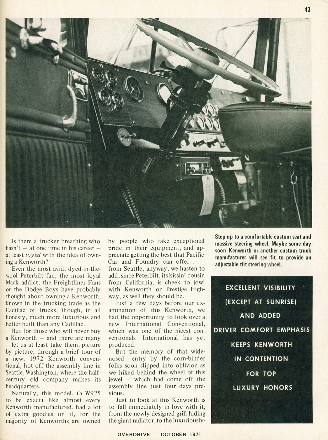 Photo: October 1971 Kenworth W925 Test 2 | 10 Overdrive Magazine ...