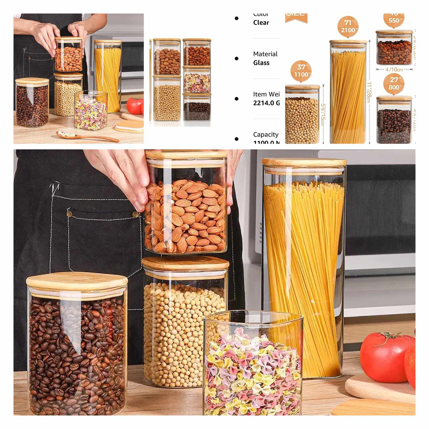 Photo: PIGIAU Tupperware Bamboo Glass prabangūs grūdinto lengvo stiklo ...