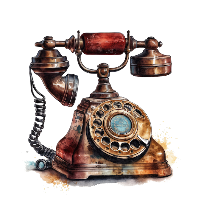 Photo: Watercolor Antique Telephones Clipart (3) | Vintage pngs album ...