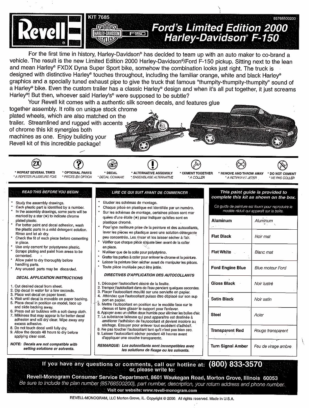 Photo: Revell F-150 Harley instructions | REVELL 2000 F-150 Harley ...