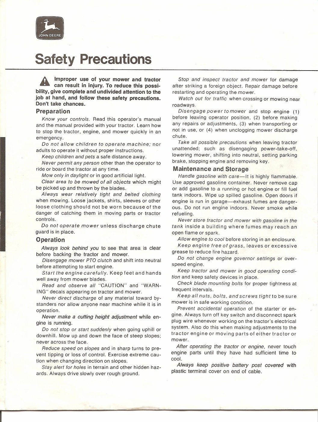 Photo: John Deere 41 and 48 rotary mowers operator's manual 001 | John ...